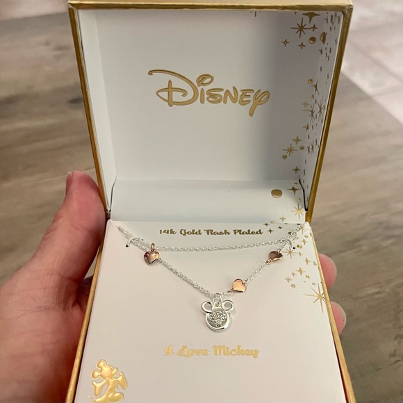 Disney | Jewelry | Disney Mickey Mouse Crystal Heart Pendant Necklace ...